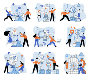 Team solving complex problems teamwork Royalty Free Vector
