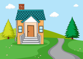 A simple house in nature background Royalty Free Vector