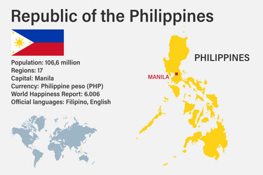 Detailed Map of Philippines and Capital City Vector Images (over 100)
