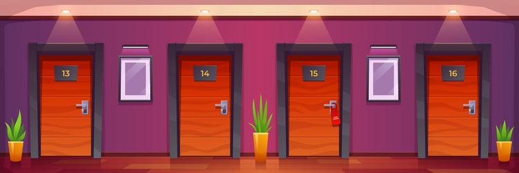 Hotel hallway corridor interior with room door Vector Image