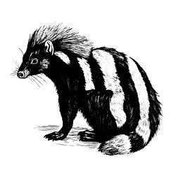 Skunk drawing isolated hand drawn engraved style Vector Image