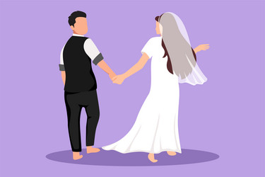 Character flat drawing back view of married Vector Image