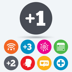 Plus icons positive symbol add one more sign Vector Image