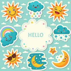 Cute sunny with cartoon sun Royalty Free Vector Image