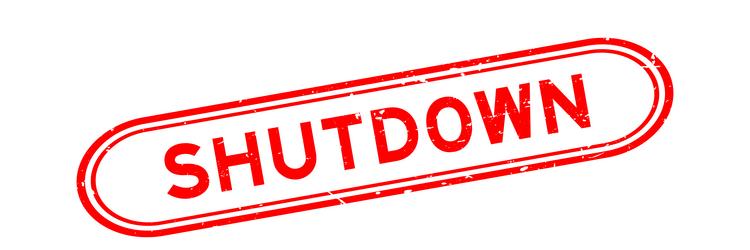 Grunge green shut down word rubber seal stamp Vector Image