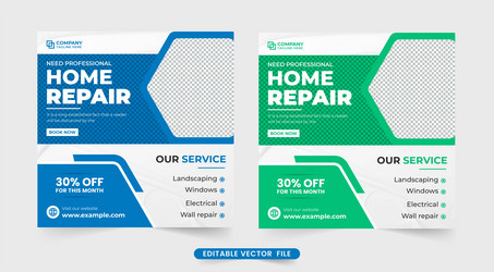 Modern home repair service social media post Vector Image