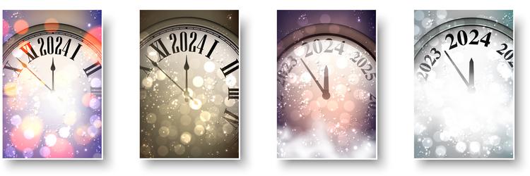 New year 2024 countdown clock over silver Vector Image