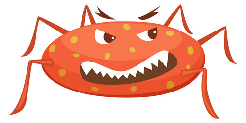 Blue bacteria monster angry evil cartoon Vector Image