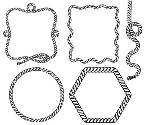 Rope knot frame black and white isolated Vector Image