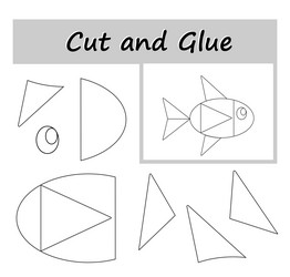 Diy worksheet color cut and glue Royalty Free Vector Image