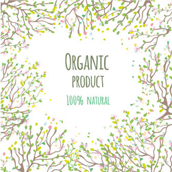 Organic product background with leaves Royalty Free Vector