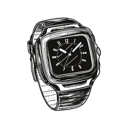 Smartwatch drawing isolated hand drawn engraved Vector Image