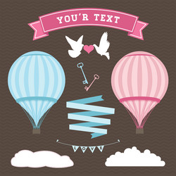 Wedding invitation with balloon Royalty Free Vector Image