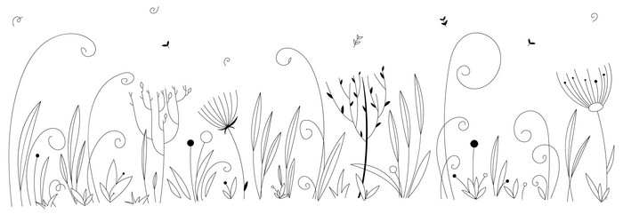 Flower painted field Royalty Free Vector Image