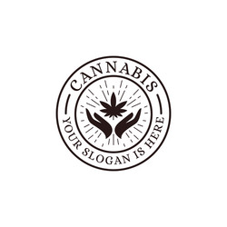 Marijuana cannabis weed leaf vintage stamp logo Vector Image