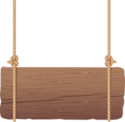 Wooden signboard on chain isolated on white Vector Image