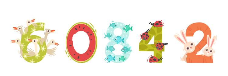 Animals number and numerals for kids with funny Vector Image