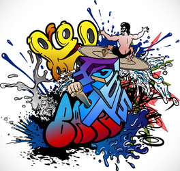 Graffiti elements explosion Royalty Free Vector Image