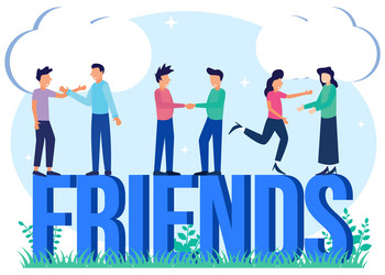 Graphic cartoon character happy friendship Vector Image