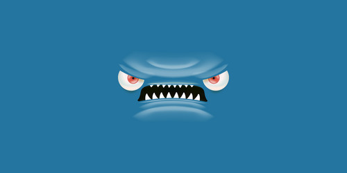 Angry blue monster face with open mouth Royalty Free Vector