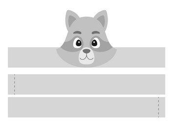 Printable raccoon paper hat party crown die cut Vector Image