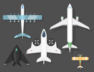 Airplane top view and aircraft Royalty Free Vector Image