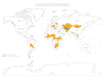 Landlocked countries of world Royalty Free Vector Image