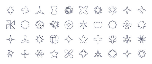 Y2k star shapes collections Royalty Free Vector Image