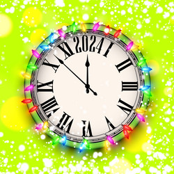 New year 2024 countdown clock with colourful Vector Image