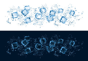 Realistic ice cubes and water wave splash Vector Image