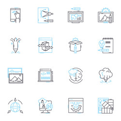Complex computation linear icons set algorithm Vector Image