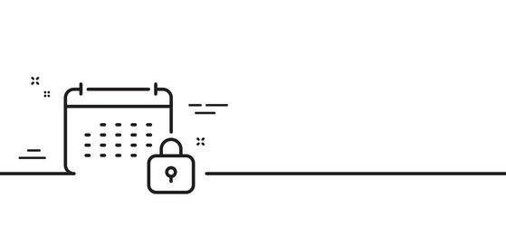 Calendar locked line icon annual planner sign Vector Image