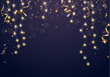 Colorful confetti with light on night background Vector Image
