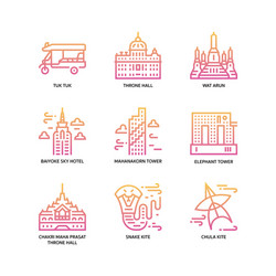 Bangkok symbols and landmarks icon set 2 Vector Image