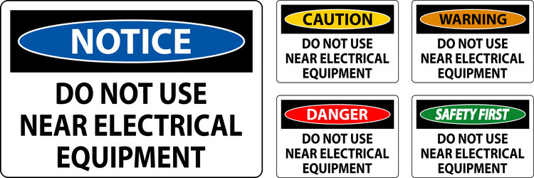 Caution do not use near electrical equipment Vector Image