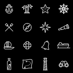 Sea and ocean journey thin line icons set Vector Image