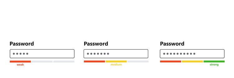 Password weak medium and strong form Royalty Free Vector Password weak medium and strong form Royalty Free Vector