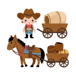 Cowboy stickers set clipart calculations Vector Image