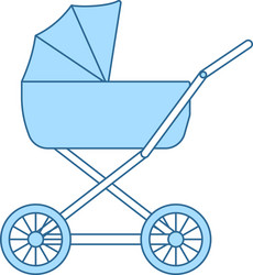 Baby carriage cartoon icon set pram stroller Vector Image