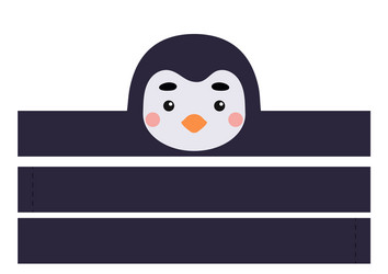 Printable penguin paper crown party headband die Vector Image