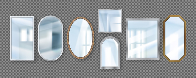 Realistic mirrors modern make up mirrors Vector Image