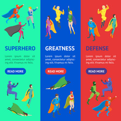 Cartoon characters people super heroes banner card