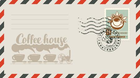 Envelope with a stamp for coffee house Royalty Free Vector