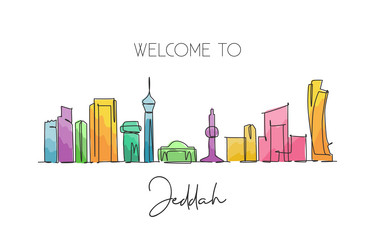 Flat line jeddah banner Royalty Free Vector Image