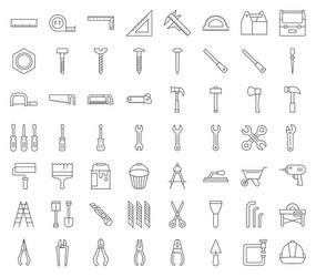 Carpenter handyman tool and equipment icon set Vector Image