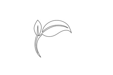 Green leaf continuous one line drawing of leaf Vector Image