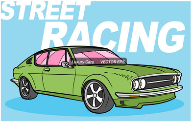 Green street racing car back Royalty Free Vector Image