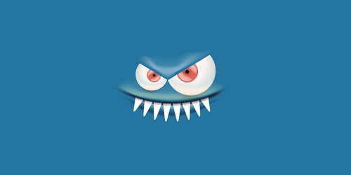 Angry blue monster face with open mouth Royalty Free Vector