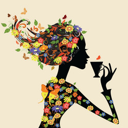Girl with flowers Royalty Free Vector Image - VectorStock