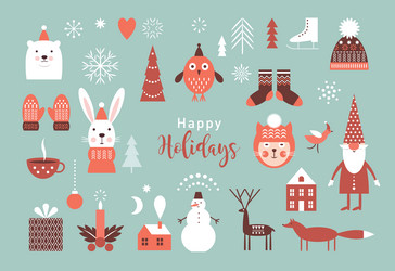 Set of christmas elements Royalty Free Vector Image